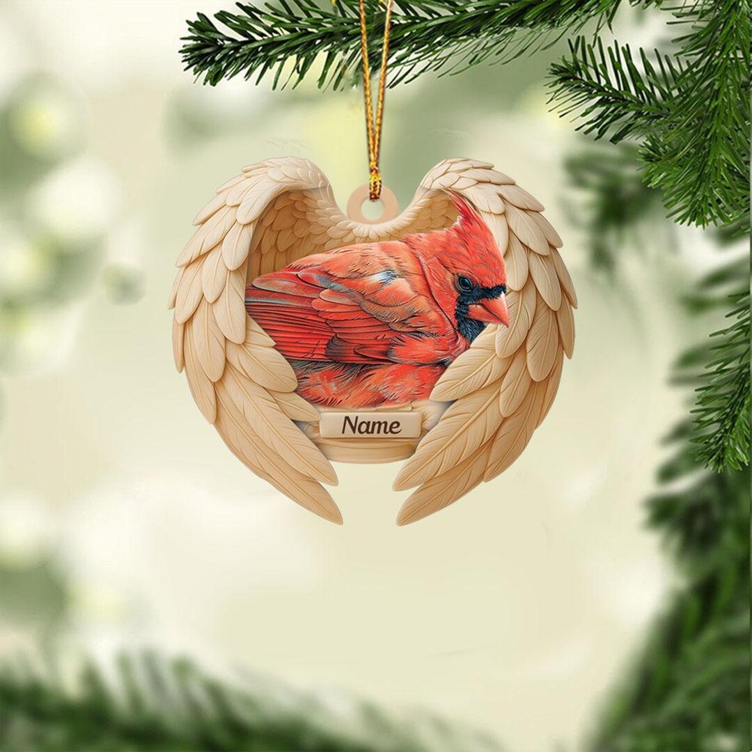 Personalized Red Cardinal Angel Wings Ornament, Cardinal Christmas ...