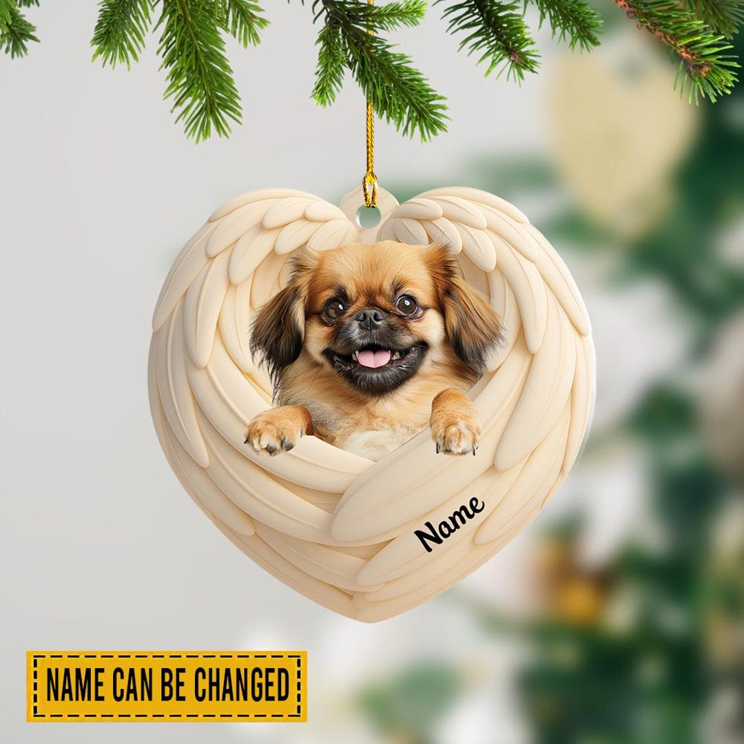 Personalized Pekingese Dog Angel Wings Ornament, Pekingese Dog ...