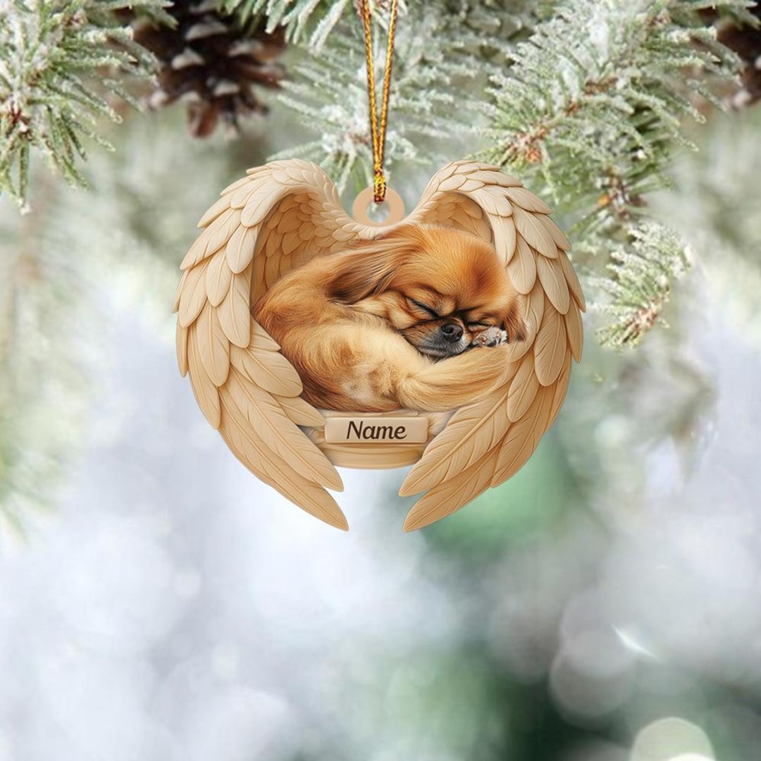 Personalized Pekingese Dog Angel Wings Ornament, Pekingese Dog ...