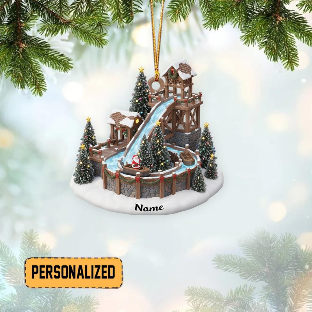 Personalized Log Flume Ride Ornament, Waterpark Christmas Ornament ...