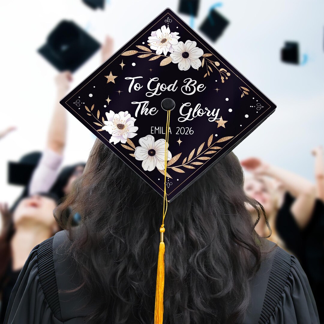 To God Be the Glory Graduation Cap Topper, Christian Religious Grad Cap ...