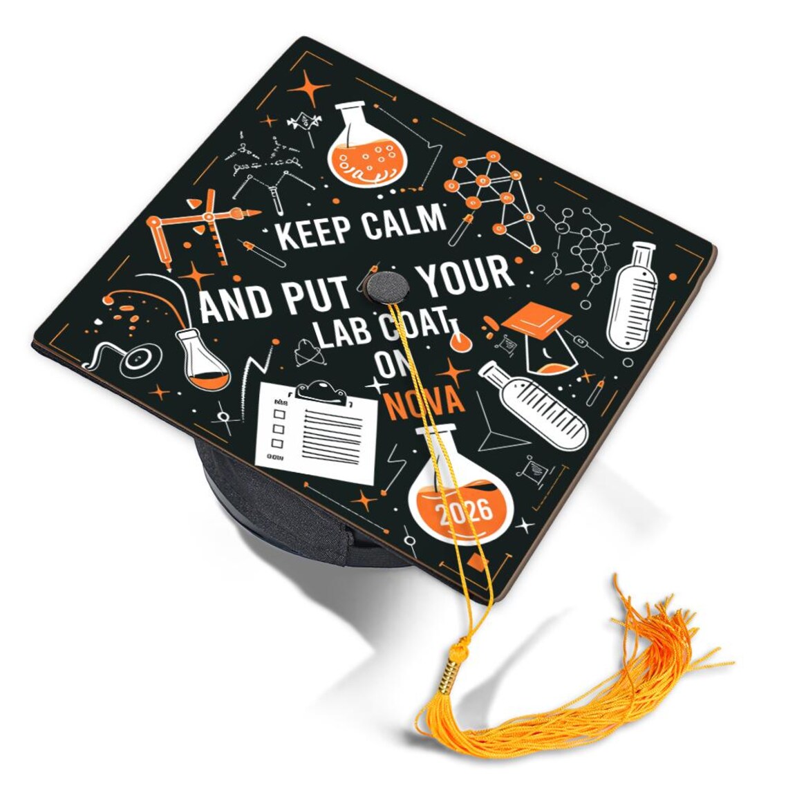 Lab Coat Science Graduation Cap Topper, Medical Laboratory Grad Decal ...