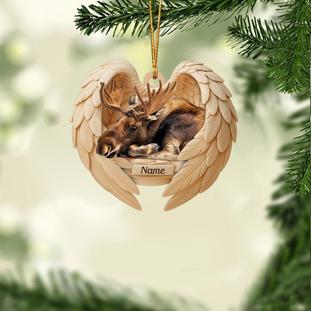 Personalized Moose Angel Wings Ornament, Moose Christmas Ornament ...