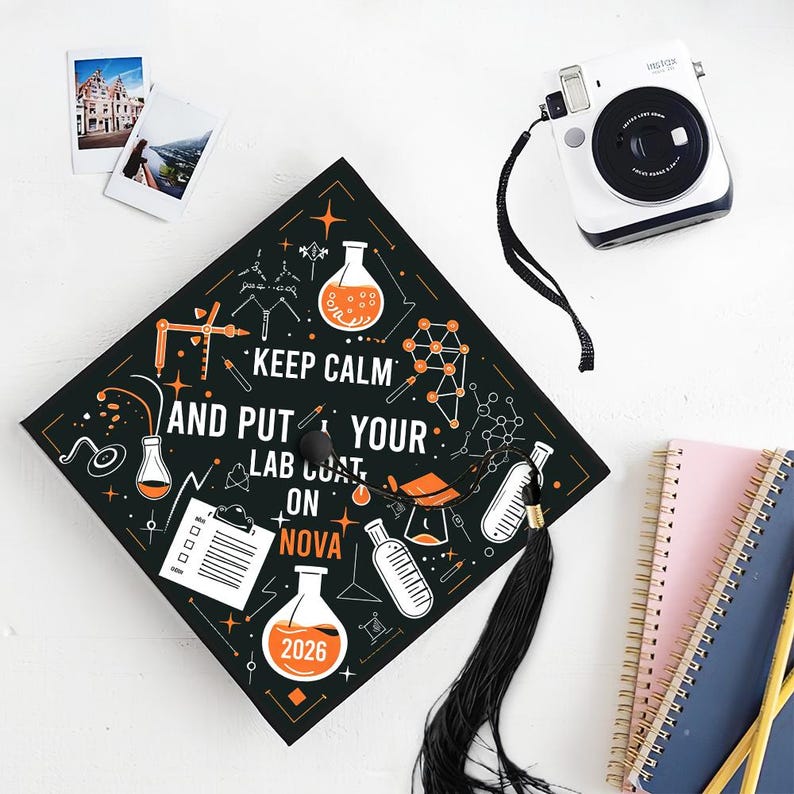 Lab Coat Science Graduation Cap Topper, Medical Laboratory Grad Decal ...