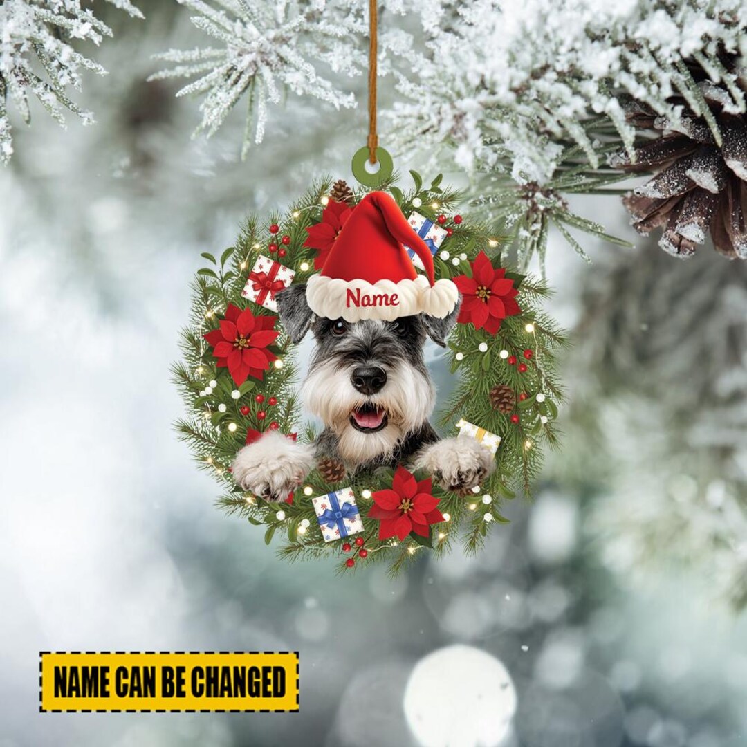 Personalized Miniature Schnauzer Dog Ornament, Schnauzer Dog Christmas ...