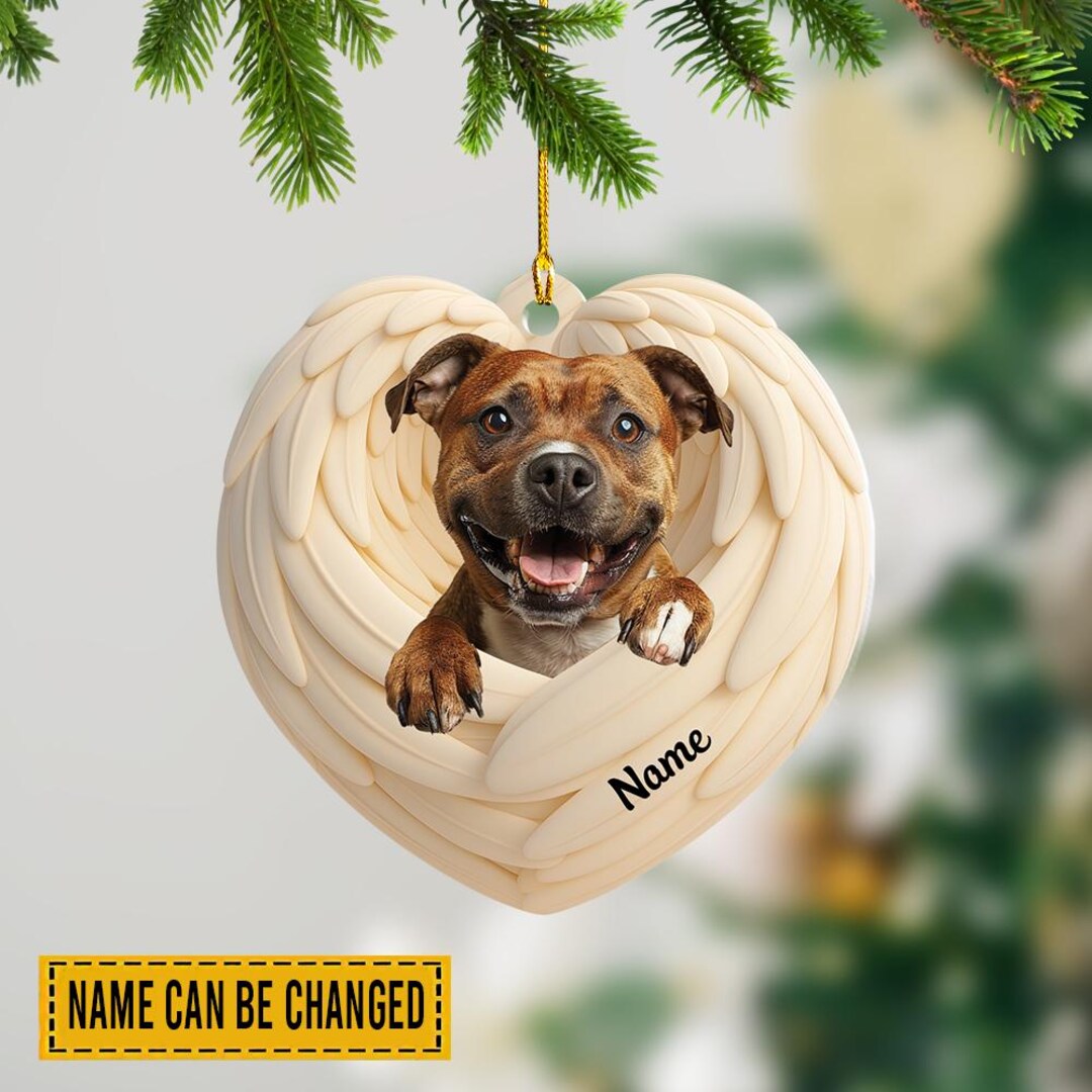 Personalized Staffordshire Bull Terrier Dog Angel Wings Ornament ...