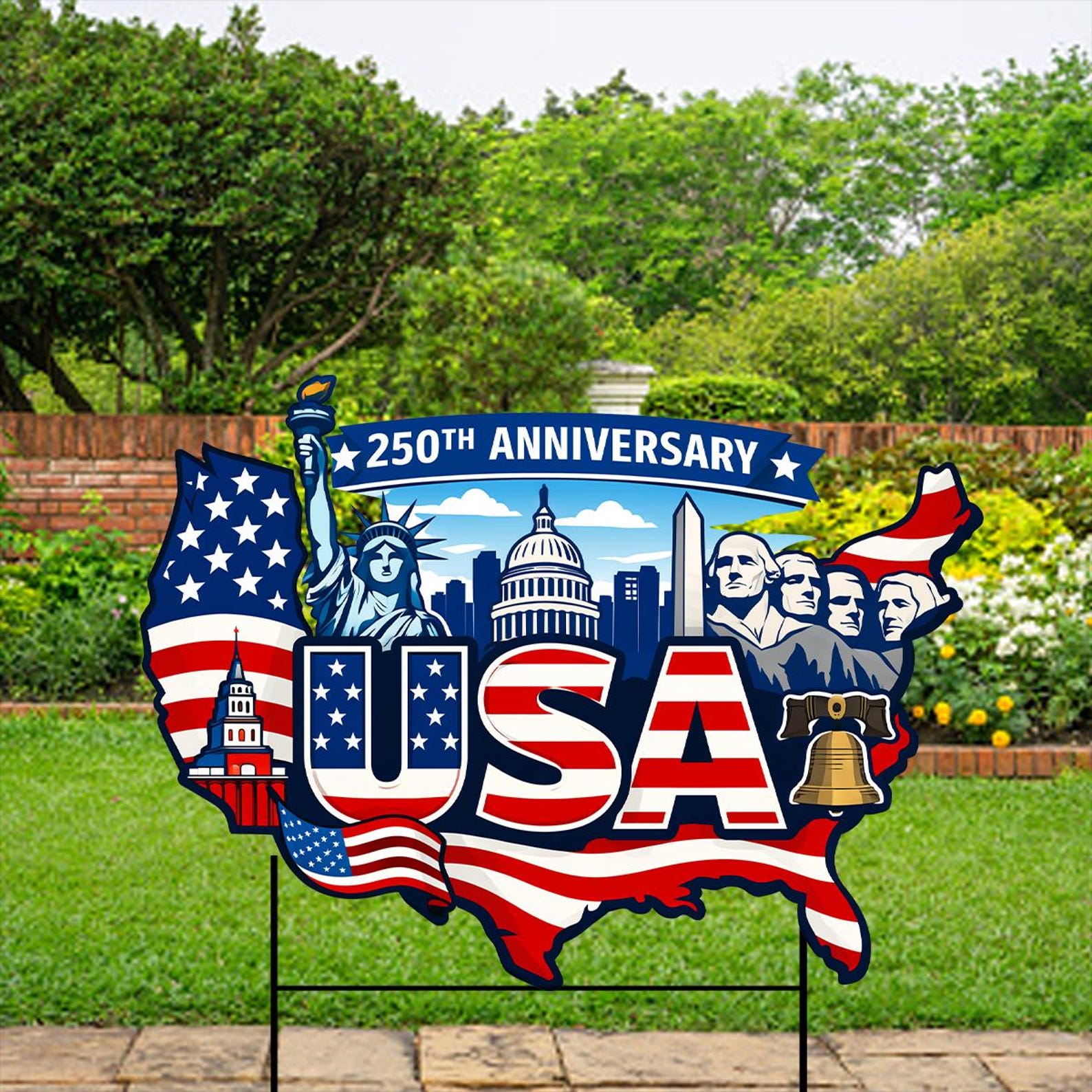 America 250th Anniversary Yard Sign Cutout, 1776–2026 Patriotic Garden ...