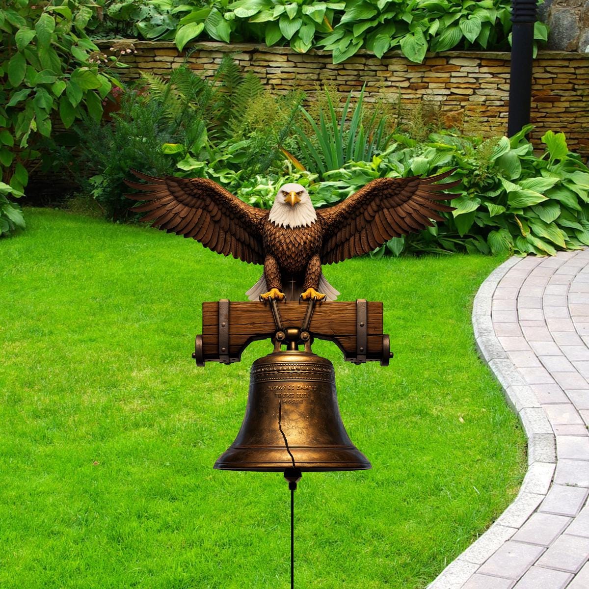 Liberty Bell Bald Eagle Yard Sign, American 250 Years Patriotic Lawn ...