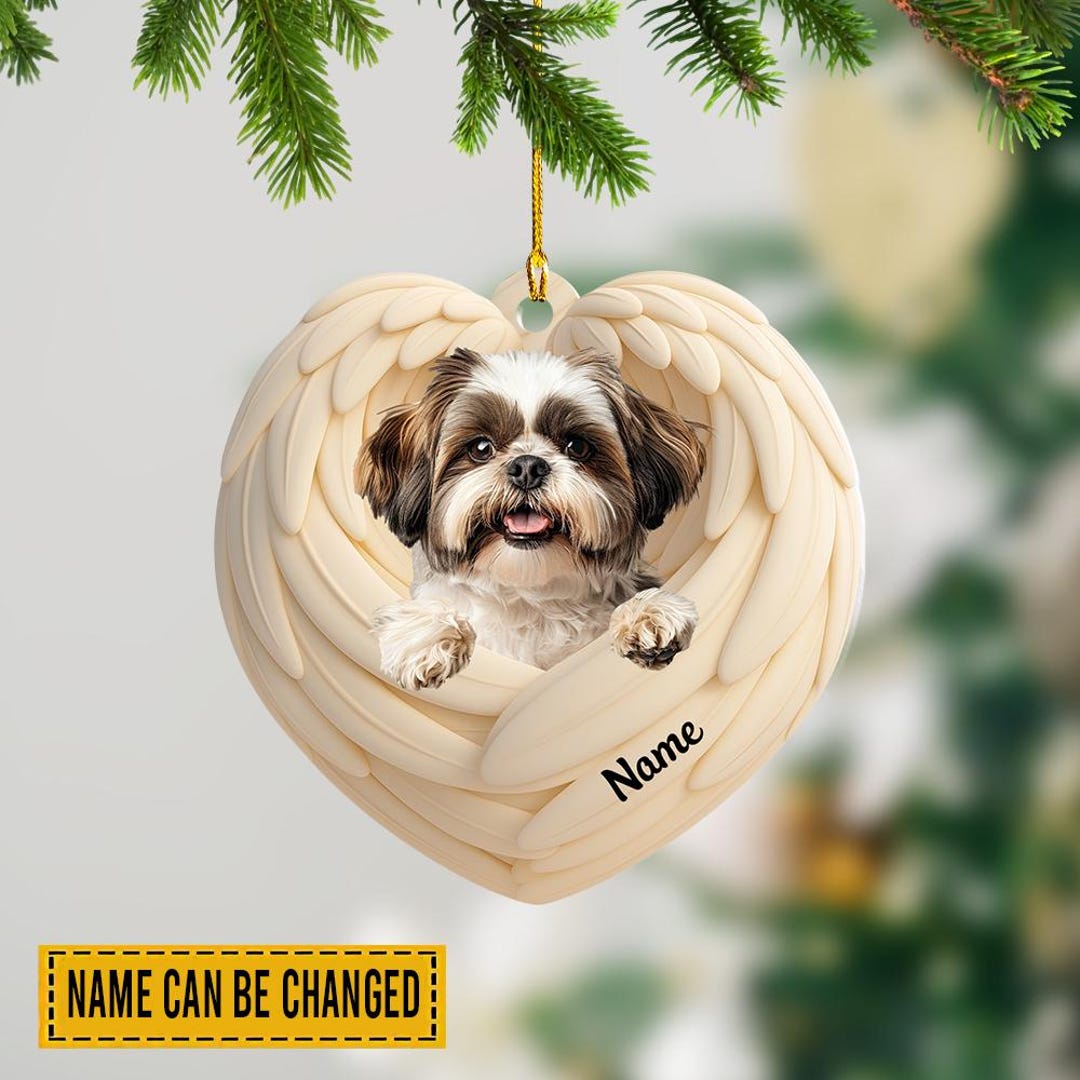 Personalized Shih Tzu Dog Angel Wings Ornament, Shih Tzu Dog Christmas ...