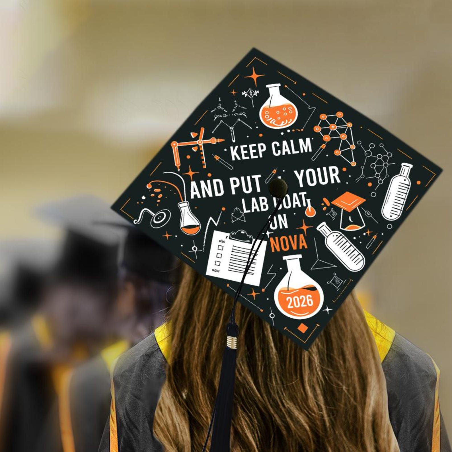 Lab Coat Science Graduation Cap Topper, Medical Laboratory Grad Decal ...