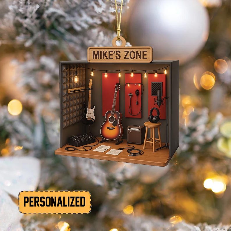 Personalized Recording Booth Ornament, Recording Room Christmas ...
