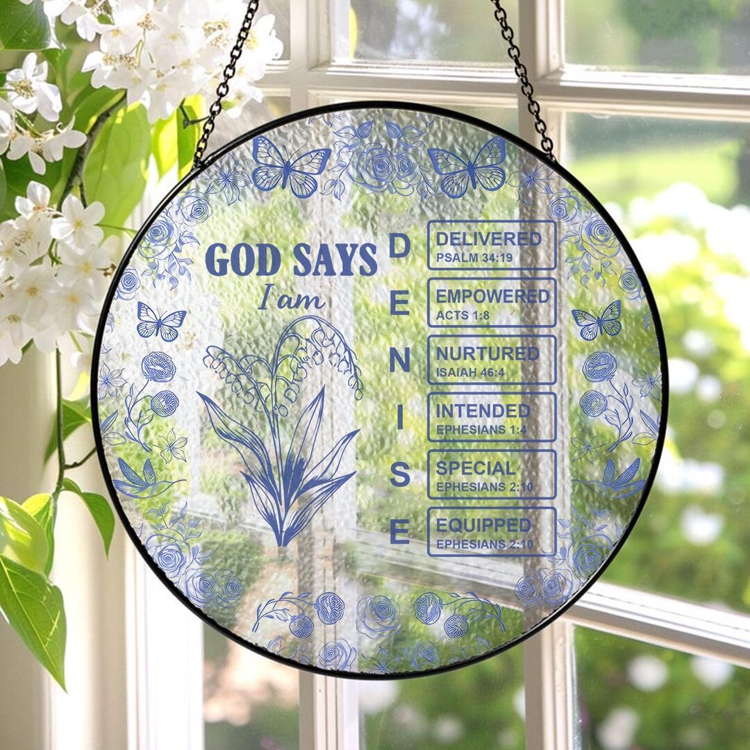 Personalized Christian Name With Bible Verses Suncatcher, God Says I Am ...