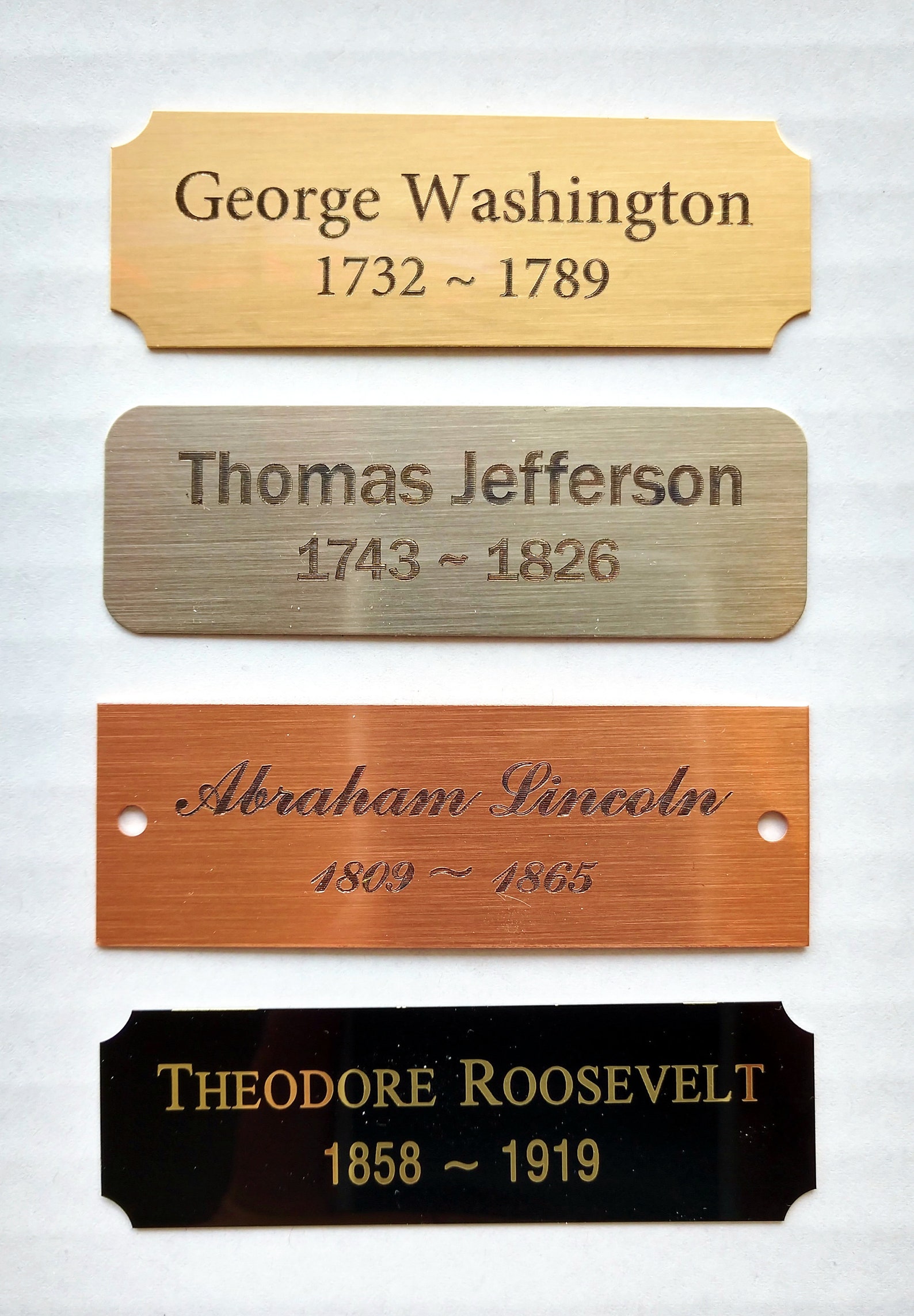 4x 1 Personalized Brass Custom Engraved Metal Plate ...quick Turn ...