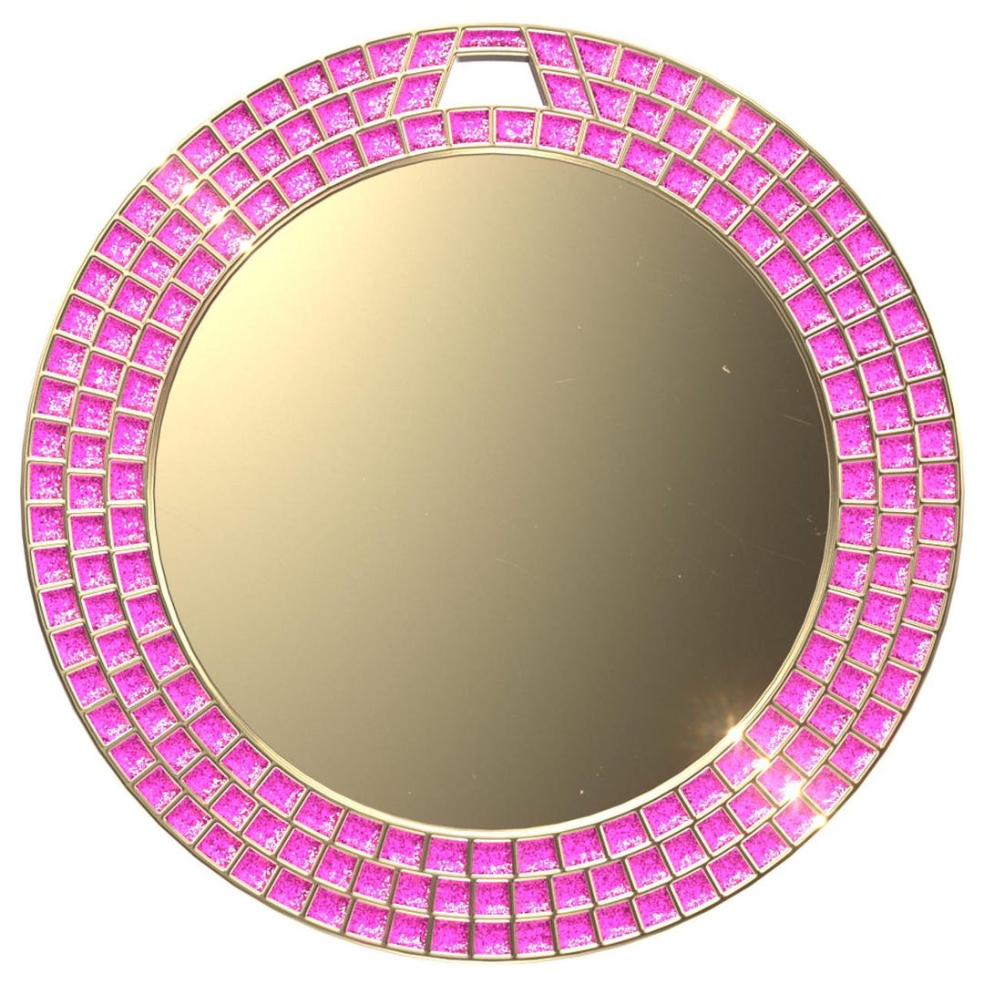 Personalized Medal - 2 3/4" Medallion. Pink Gem Design Bling Out Any ...