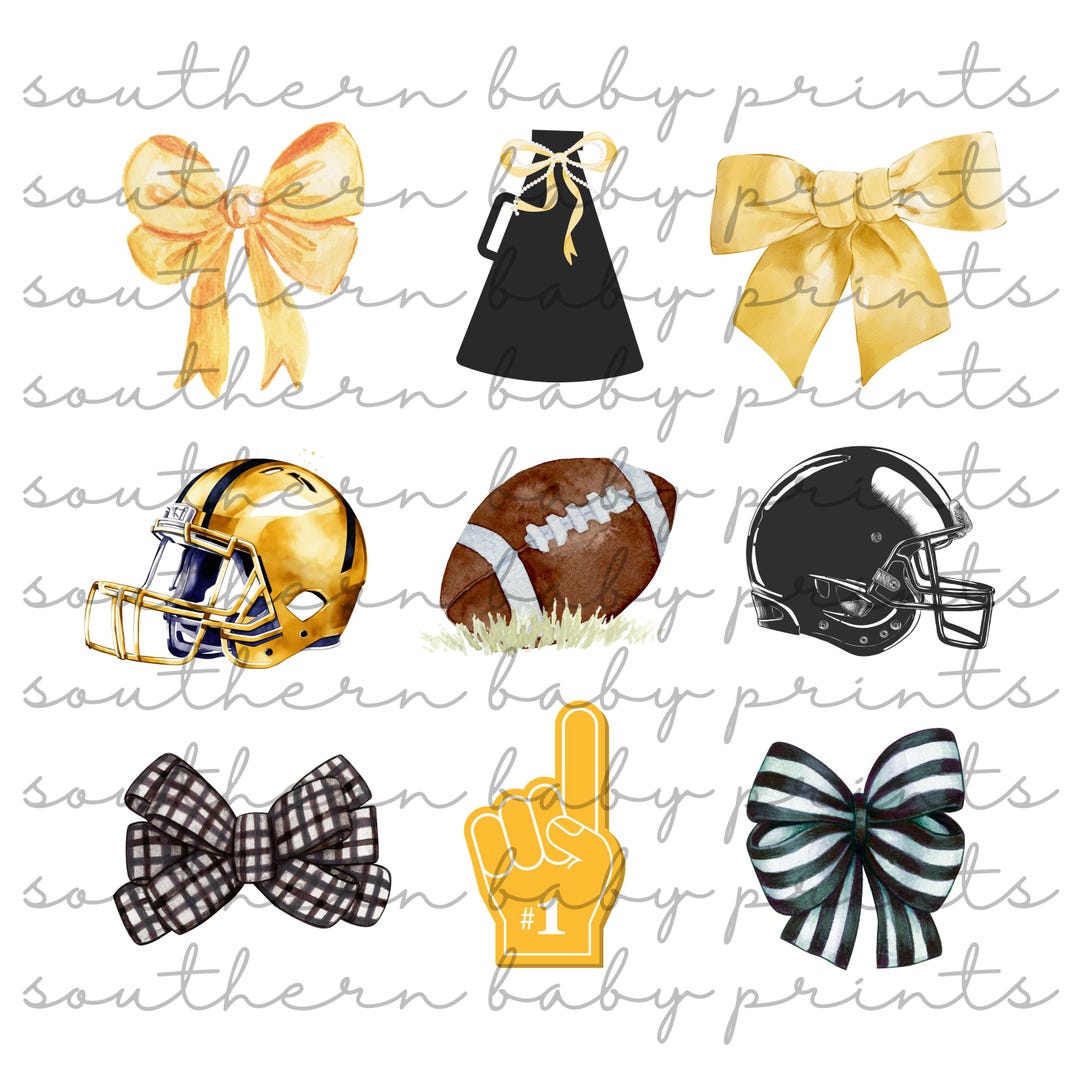 Football Bow PNG, Black & Gold Cheer Design, Football Design, Game Day ...