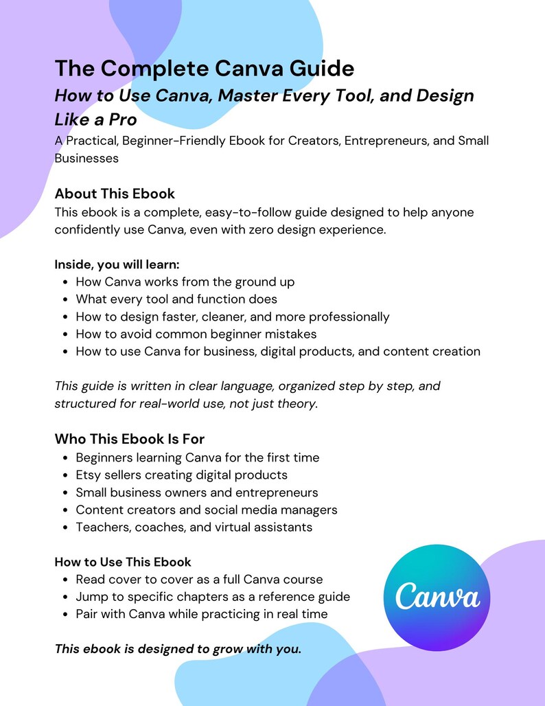The Complete Canva Guide for Beginners, Learn Canva Step by Step, Canva ...