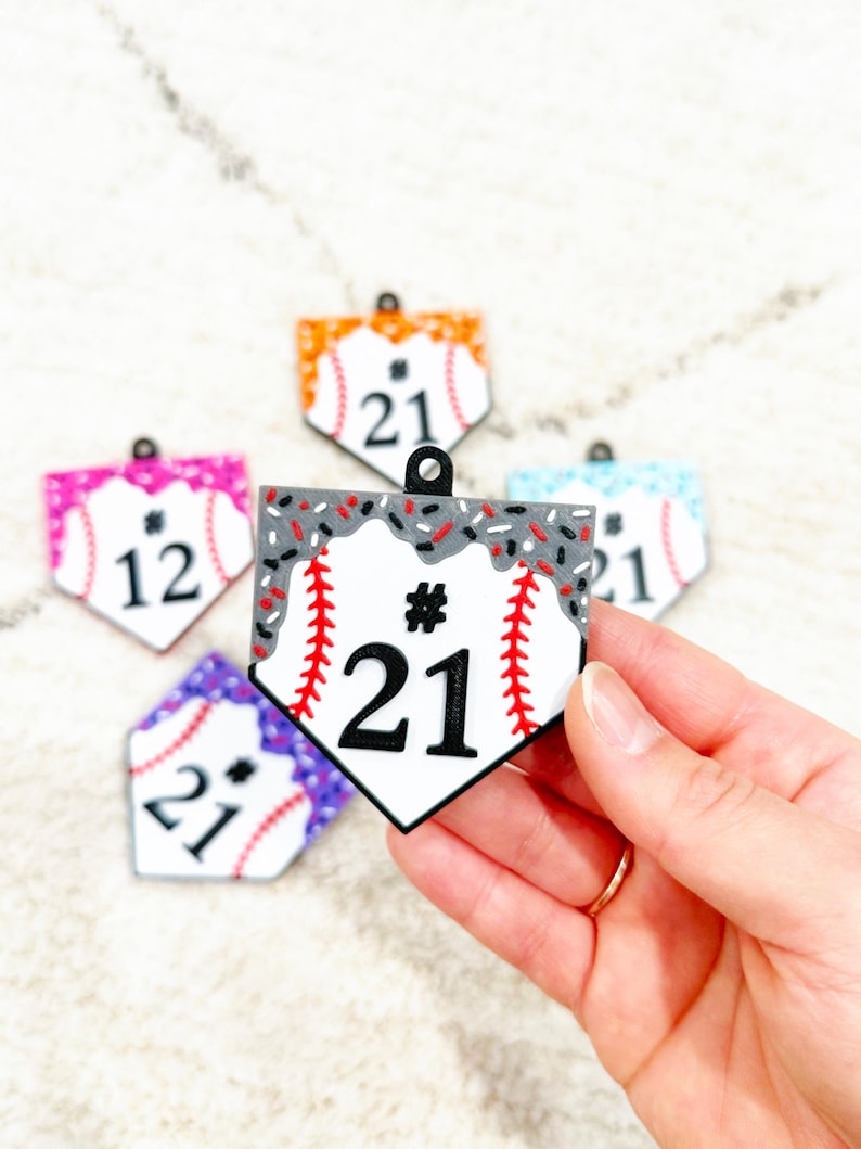 Personalized Baseball Home Plate Ice Cream Drip Keychain, Custom School ...