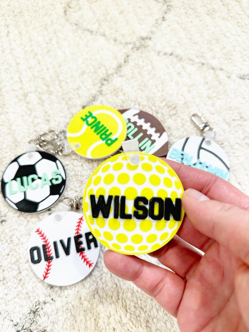 Personalized Golf 3D Printed Sports Keychain: Custom Name & Number - Etsy