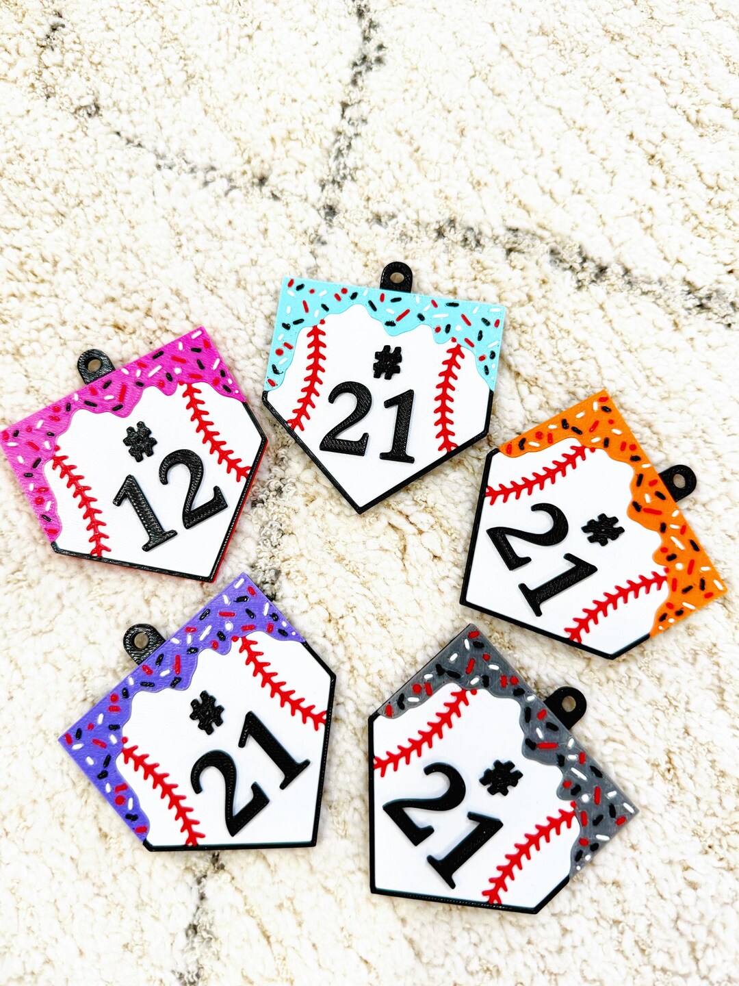 Personalized Baseball Home Plate Ice Cream Drip Keychain, Custom School ...