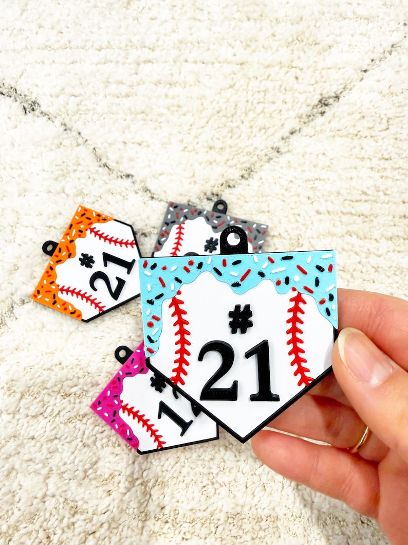 Personalized Baseball Home Plate Ice Cream Drip Keychain, Custom School ...