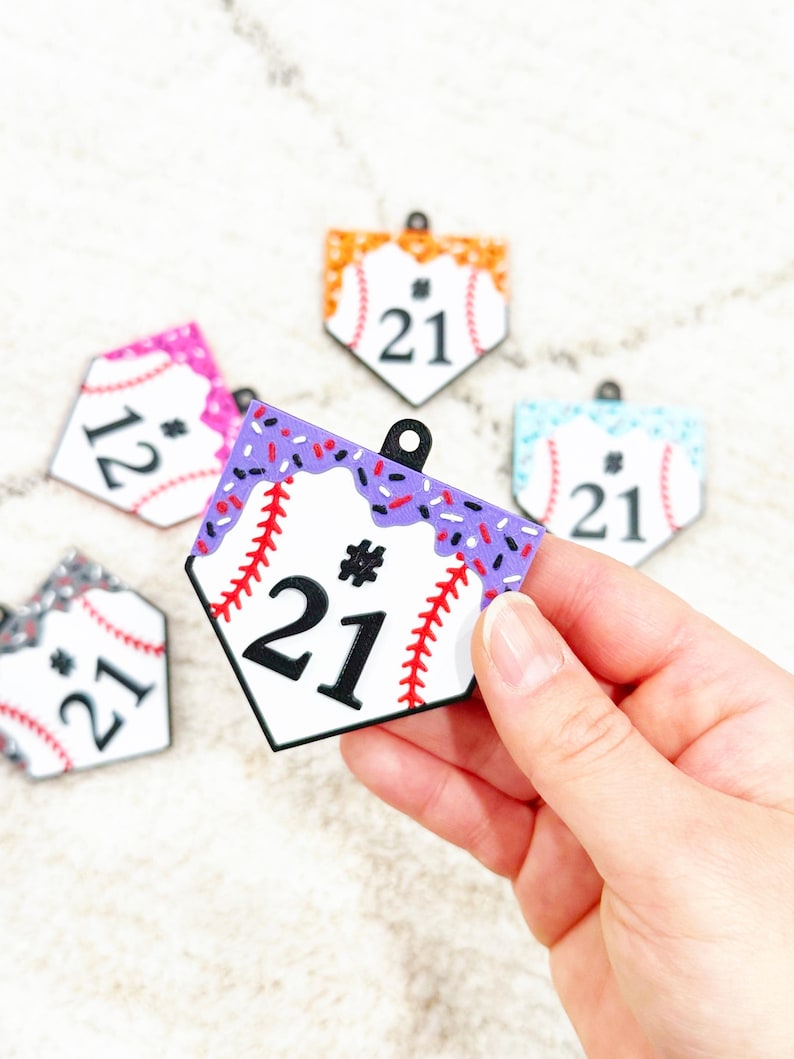 Personalized Baseball Home Plate Ice Cream Drip Keychain, Custom School ...