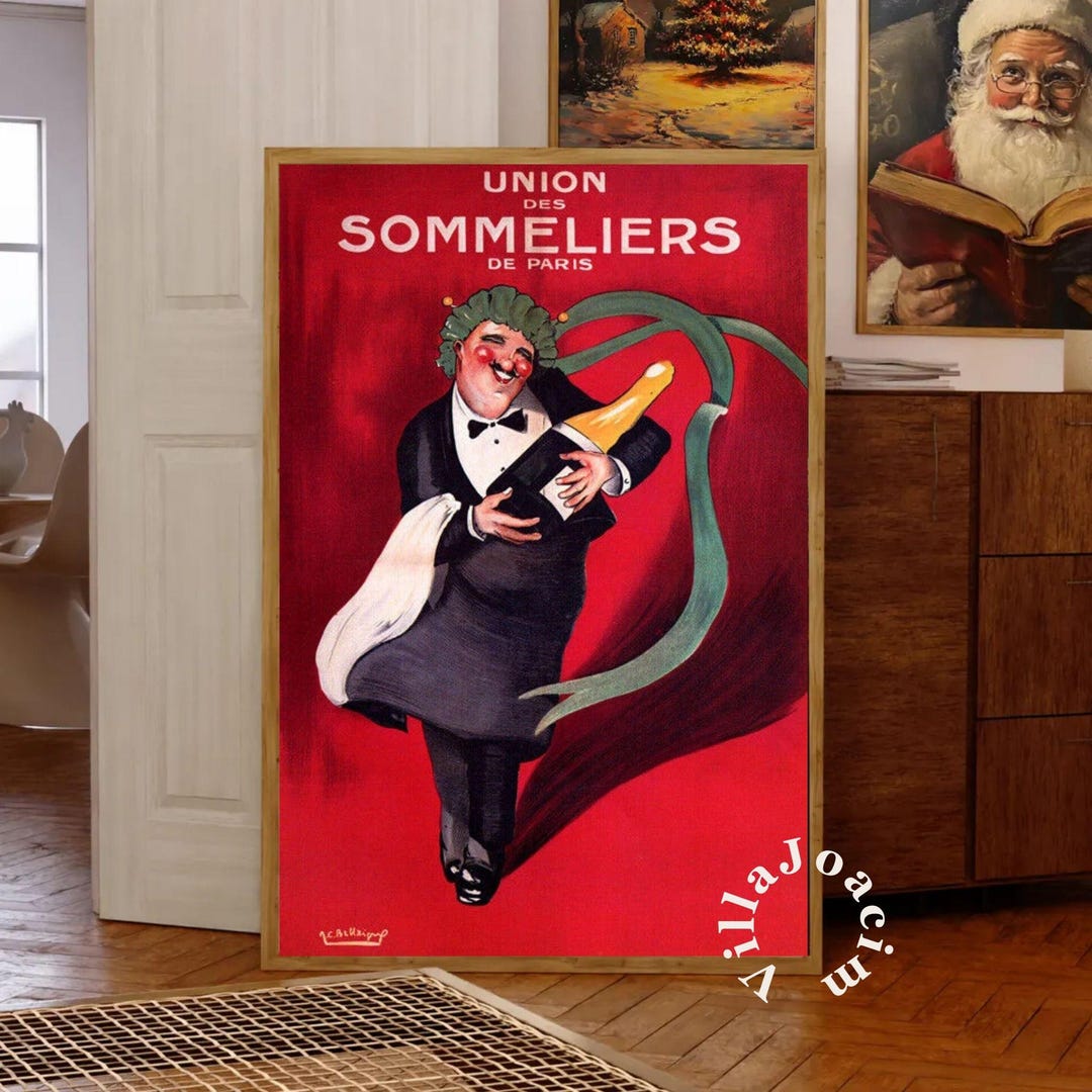 Vintage Union Des Sommeliers De Paris Poster, French Champagne Steward ...