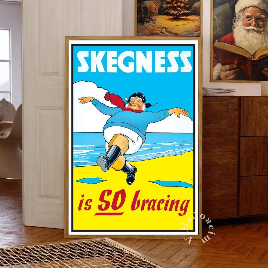 Skegness is SO Bracing Poster, Jolly Fisherman Wall Art, British Travel ...