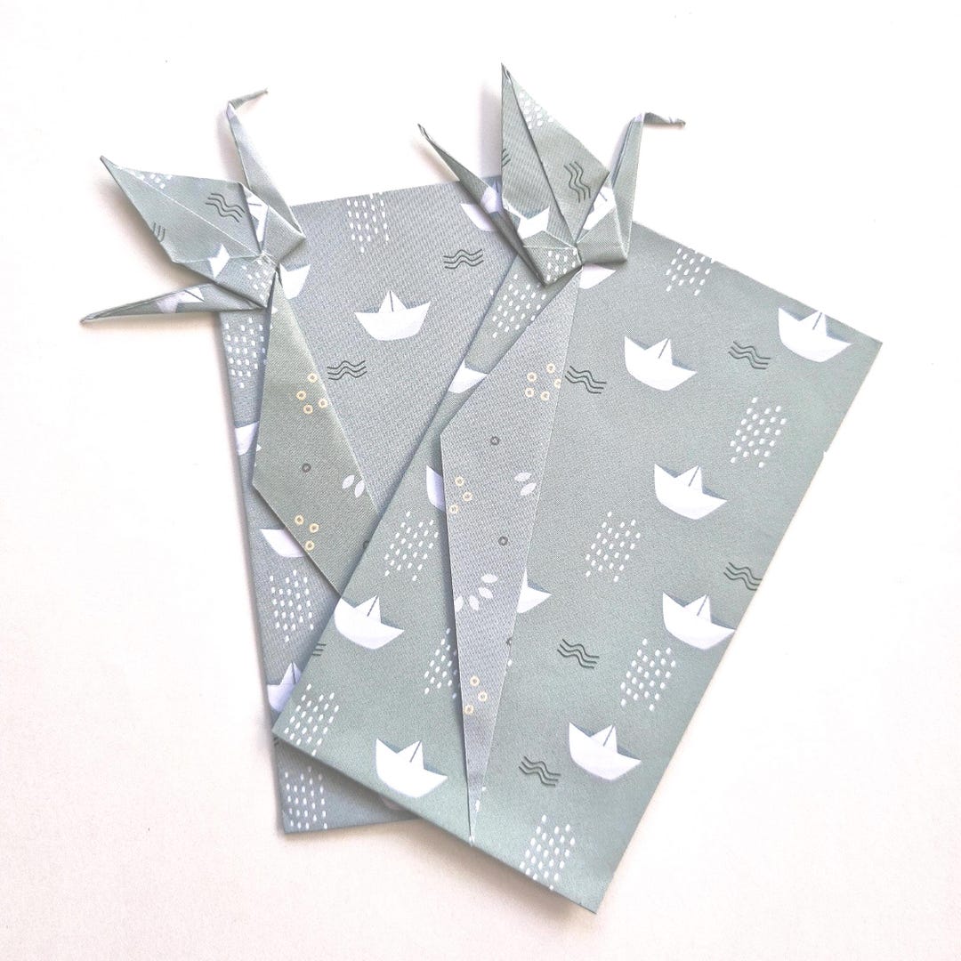 Origami Crane Money Envelopes - Sage Green Boat Paper - Set of 5 - Etsy