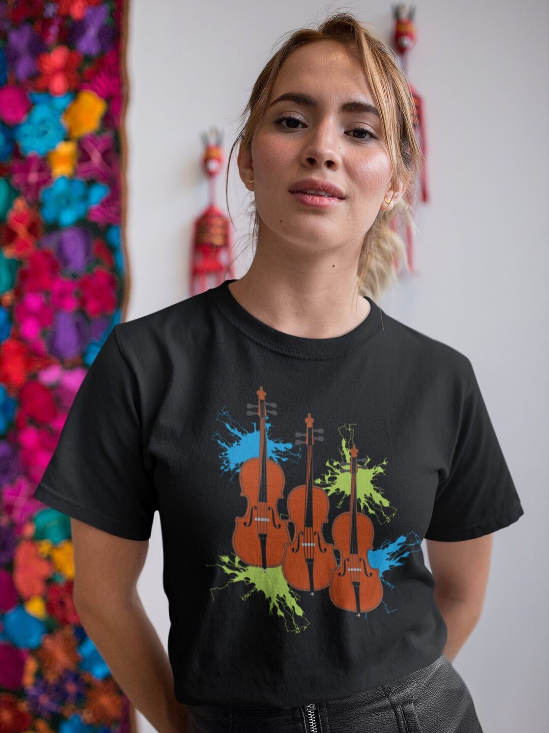 Cello T-shirt: Neon Music Instrument Design - Etsy