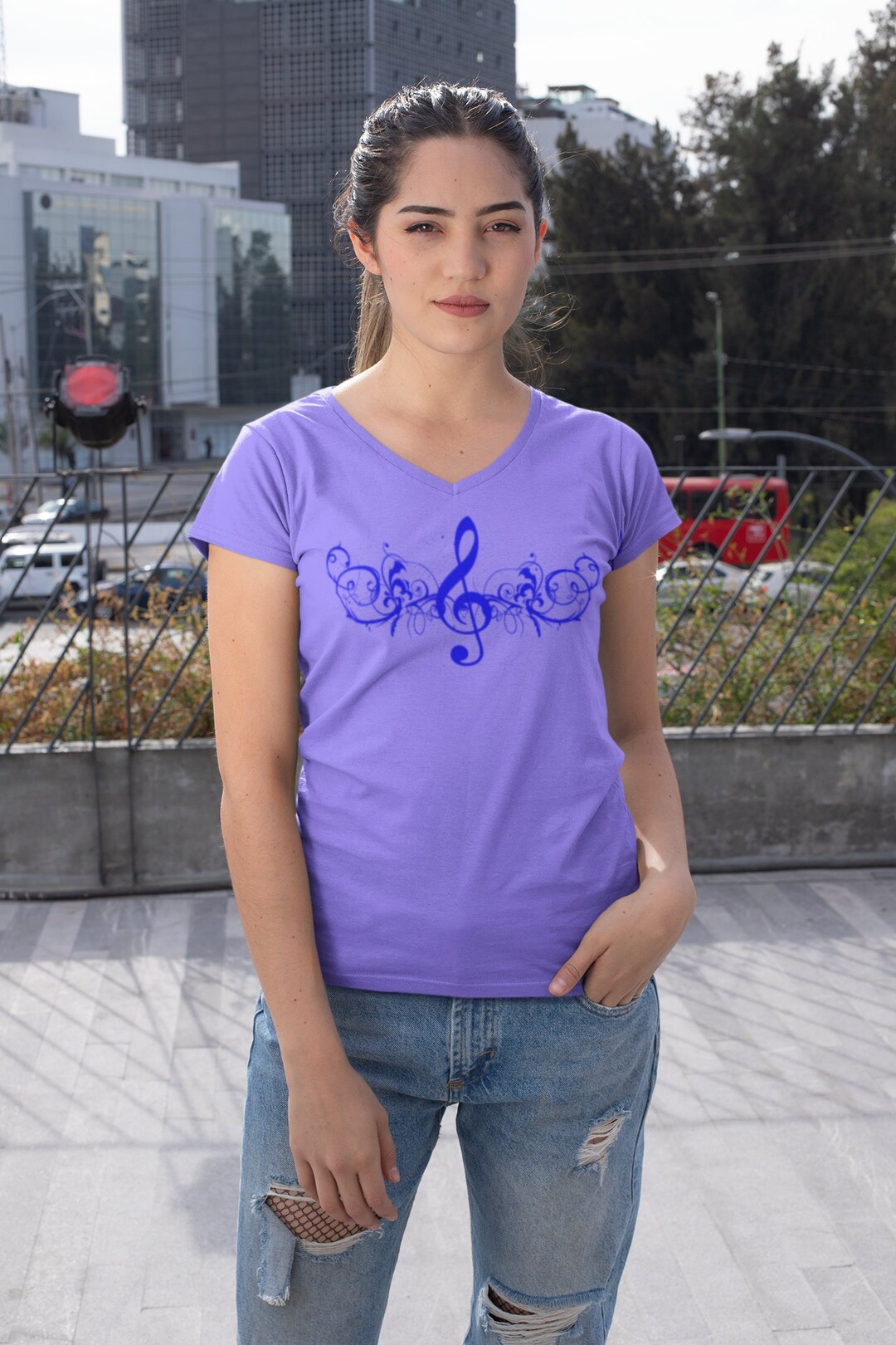 Clearance! Music Treble Clef V-neck T-shirt: Comfort Colors or Black ...