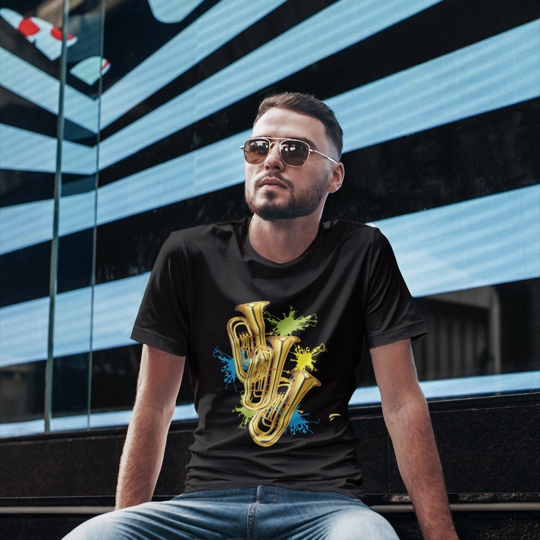 Tuba T-shirt With a Splash of Neon Color, Music T-shirt, Music ...