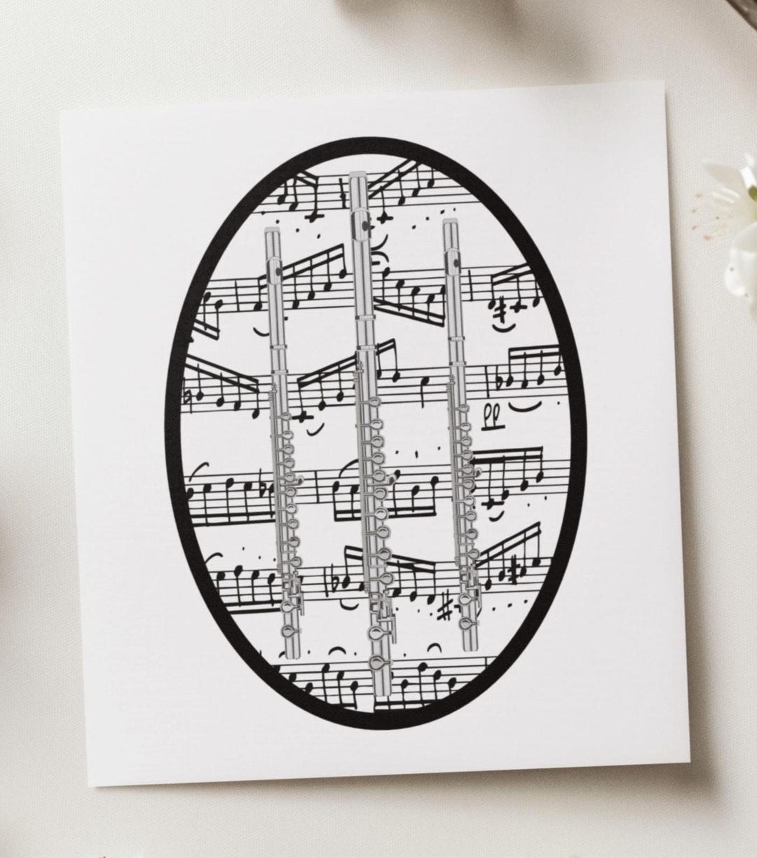 Flute Music Note Cards: Set of 10 Stationery Notecards - Etsy