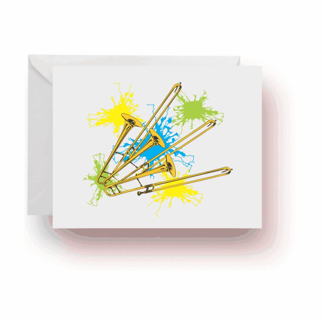 Trombone Note Cards, Music Teacher Gift, Colorful Stationery Set - Etsy