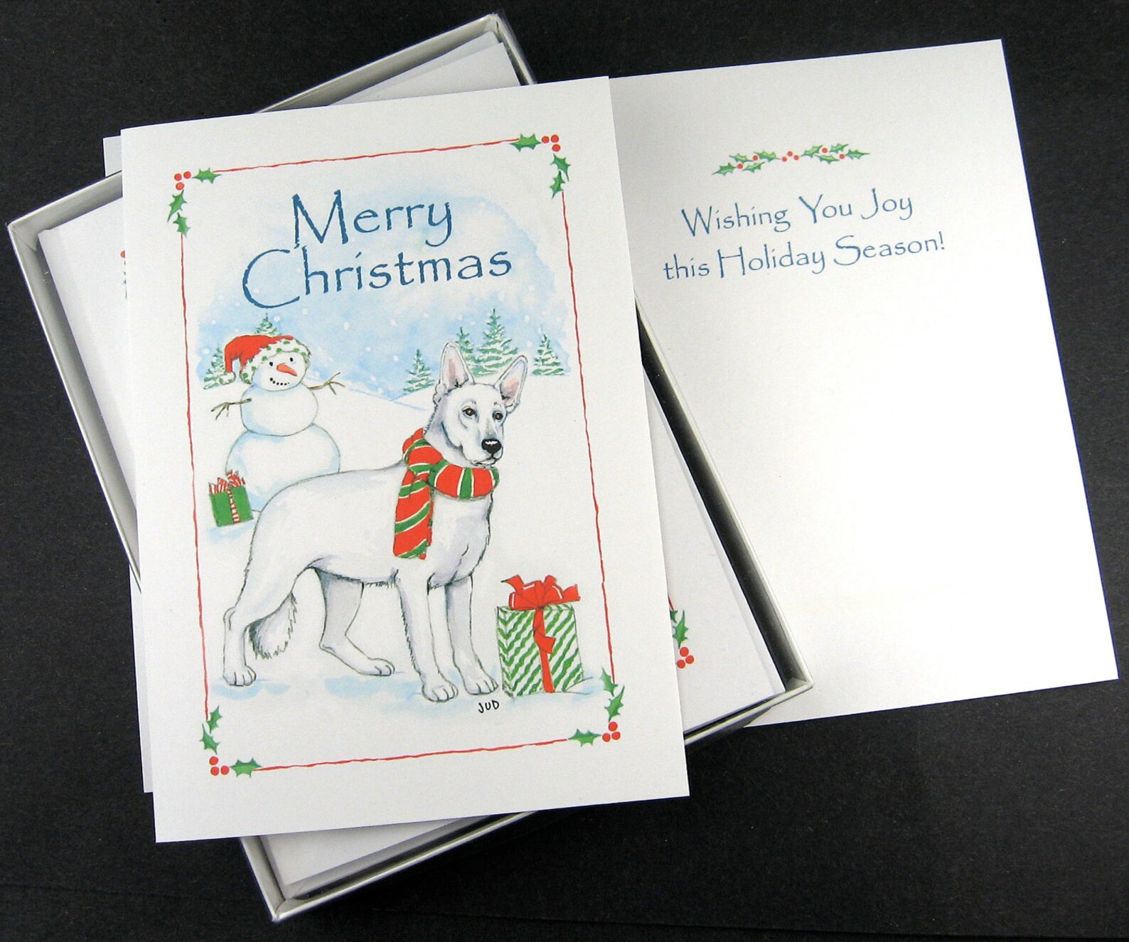 German Shepherd Dog White Christmas Card Box of 16 Cards & | Etsy