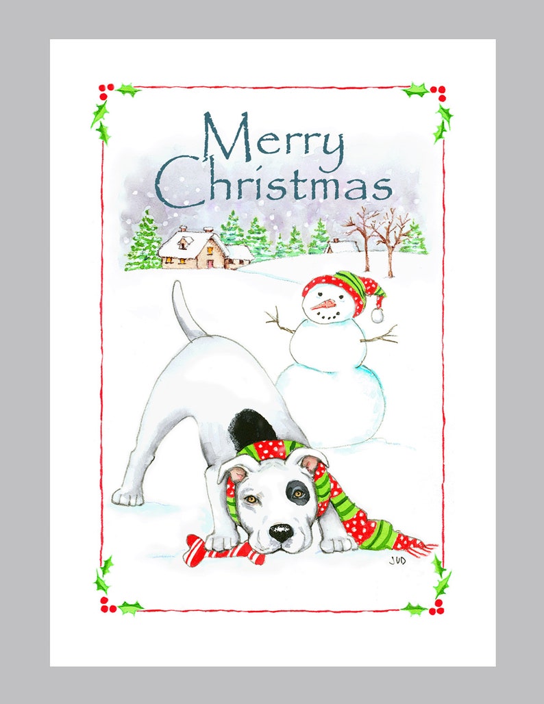 Pit Bull Terrier Christmas Cards Box of 16 Cards & Envelopes - Etsy