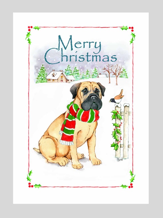 Bullmastiff Christmas Cards Box of 16 Cards With 16 White | Etsy