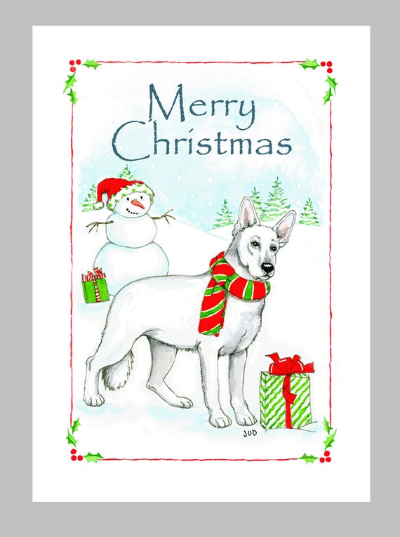German Shepherd Dog White Christmas Card Box of 16 Cards & | Etsy