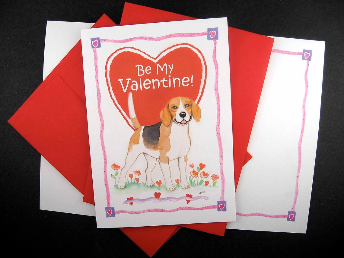 Beagle Valentine Card - Etsy