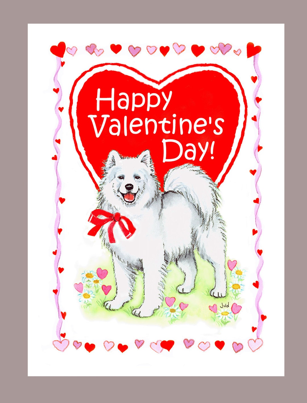 Samoyed Dog Valentine Card - Etsy