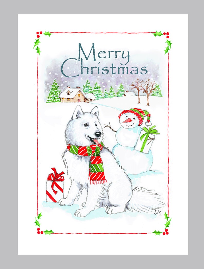 Samoyed Christmas Cards Box of 16 Cards and Envelopes - Etsy Australia