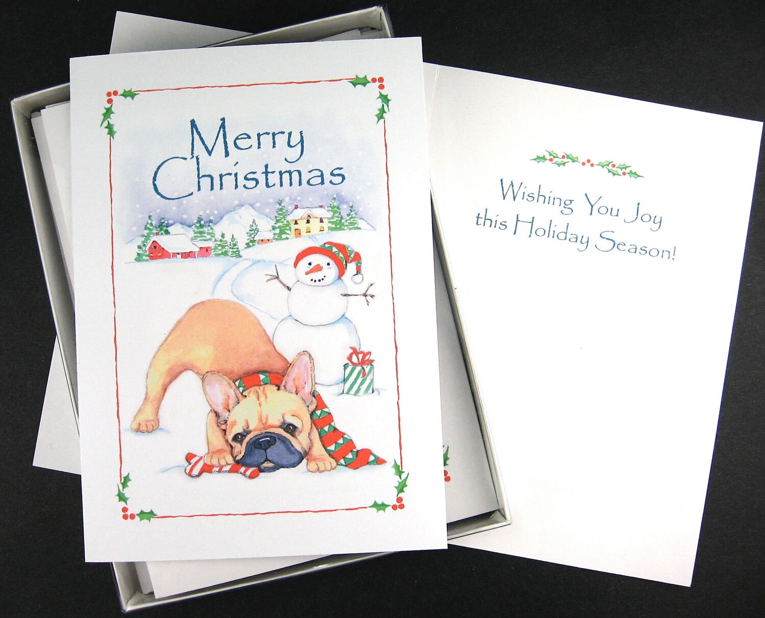 French Bulldog Christmas Card Box of 16 Cards & Envelopes | Etsy