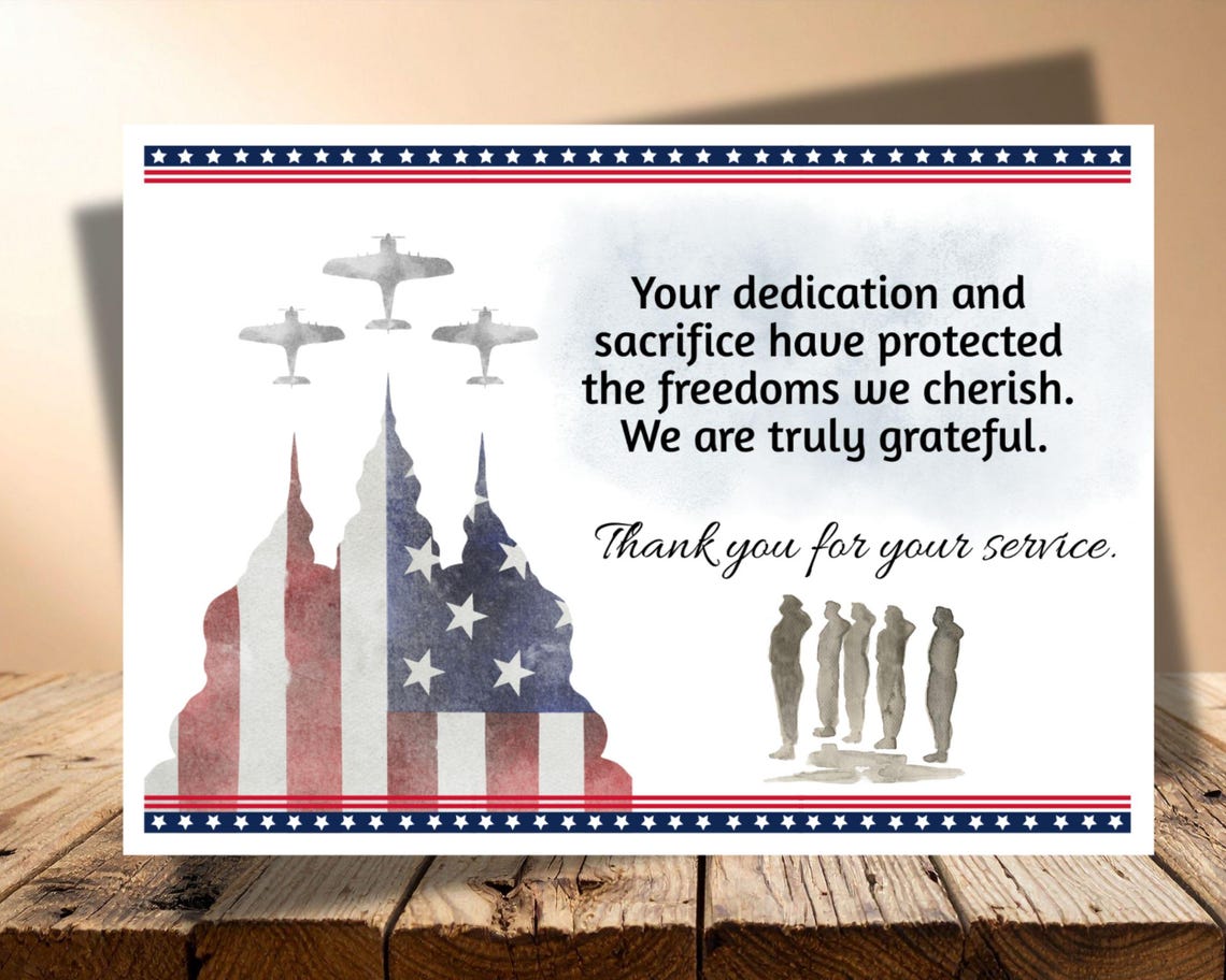 Patriotic Veterans Day Thank You Card (digital Download) - Etsy