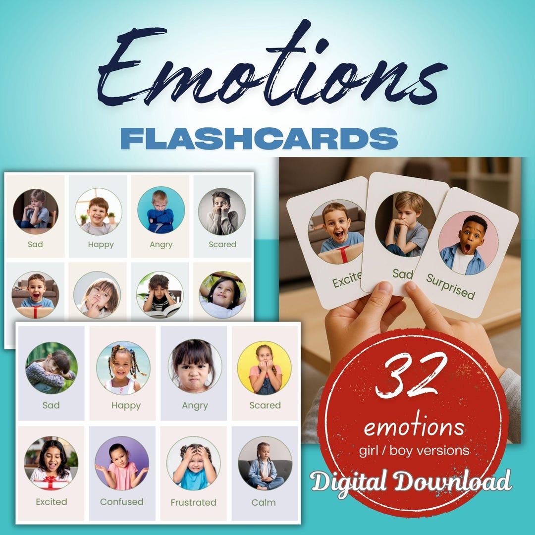 Emotions Flashcards | Self-help Learning (digital Download) - Etsy