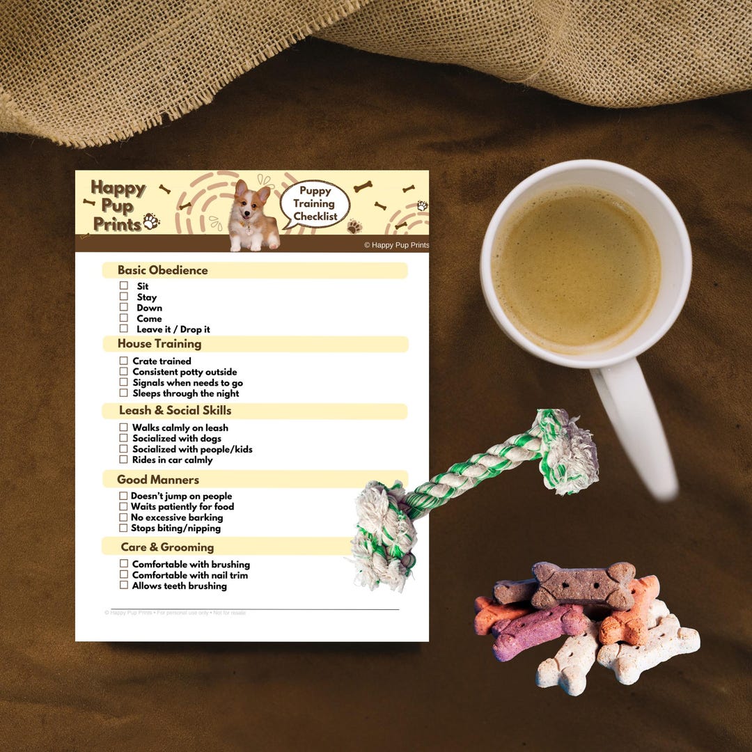 Dog Training Checklist | Printable Puppy Training Chart | Track Potty ...