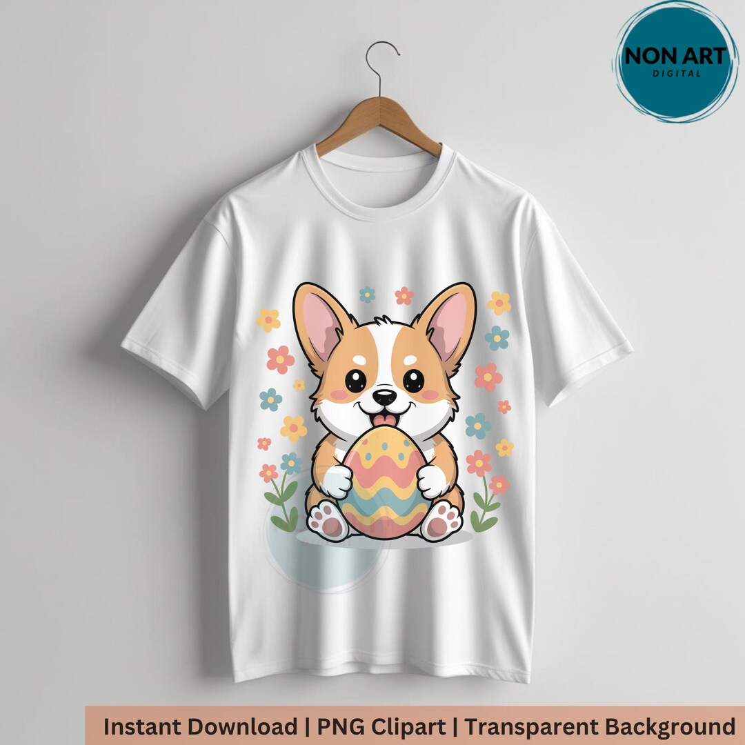 Easter Corgi Egg PNG, Cute Kawaii Dog Clipart, Pastel Spring Puppy ...