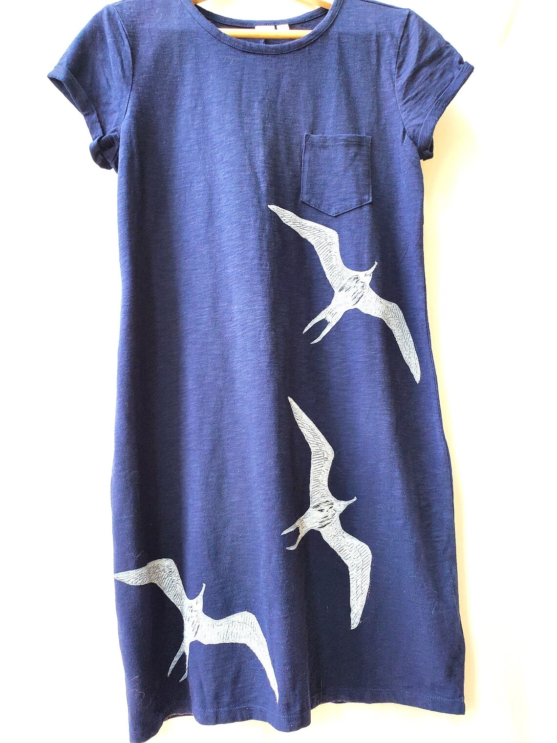 Handstamped 'iwa Birds Printed on Gap T-shirt Dress. - Etsy