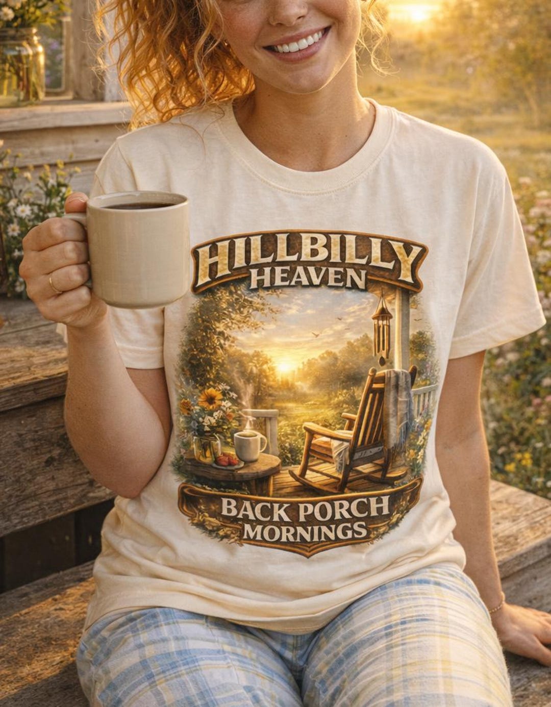 Hillbilly Heaven Back Porch Mornings Shirt | Country Coffee Tee | Cozy ...