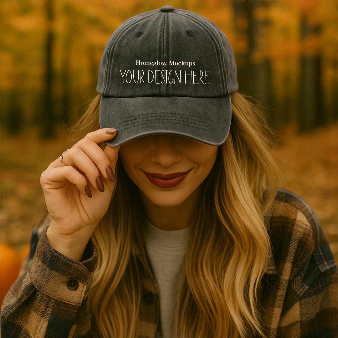 Black Washed Dad Cap Mockup: Embroidered Hat Mock JPEG File 5000x5000 ...