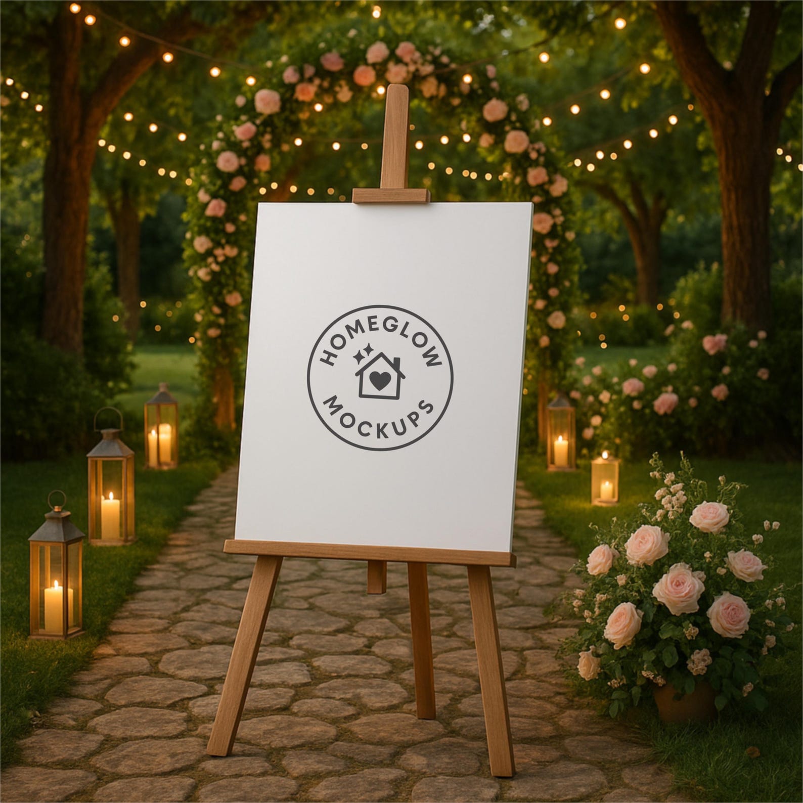 Easel Welcome Sign Mockup: 18x24 Vertical Garden Wedding Mockup (JPEG ...