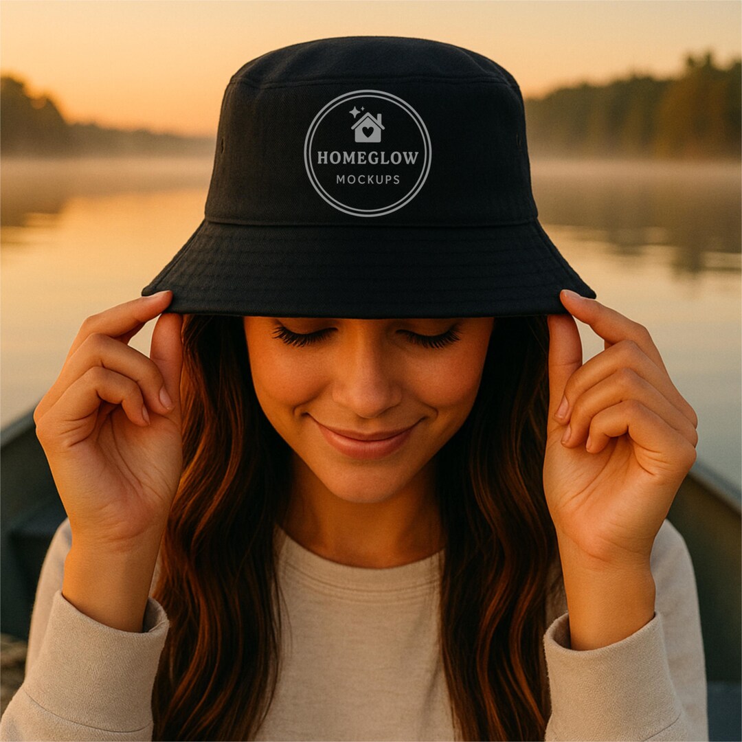 Black Bucket Hat Model Mockup JPEG - Etsy